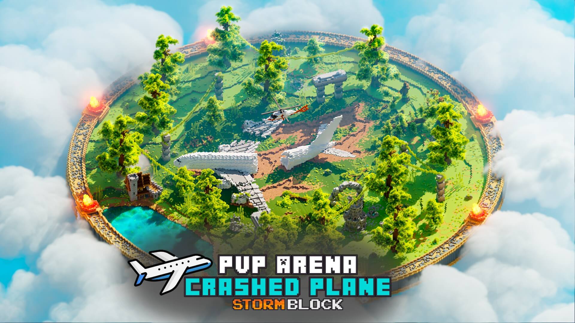 PvP Arena - Crashed Plane - 300x300 Minecraft Map